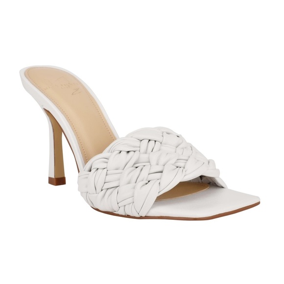 Marc Fisher | Shoes | Marc Fisher White Draya Woven Toe Square Stiletto ...
